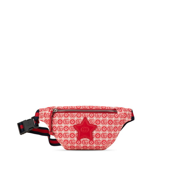 Gucci | Bags | Gucci Gg Logo Star Waist Bag Body Red Canvas Leather ...